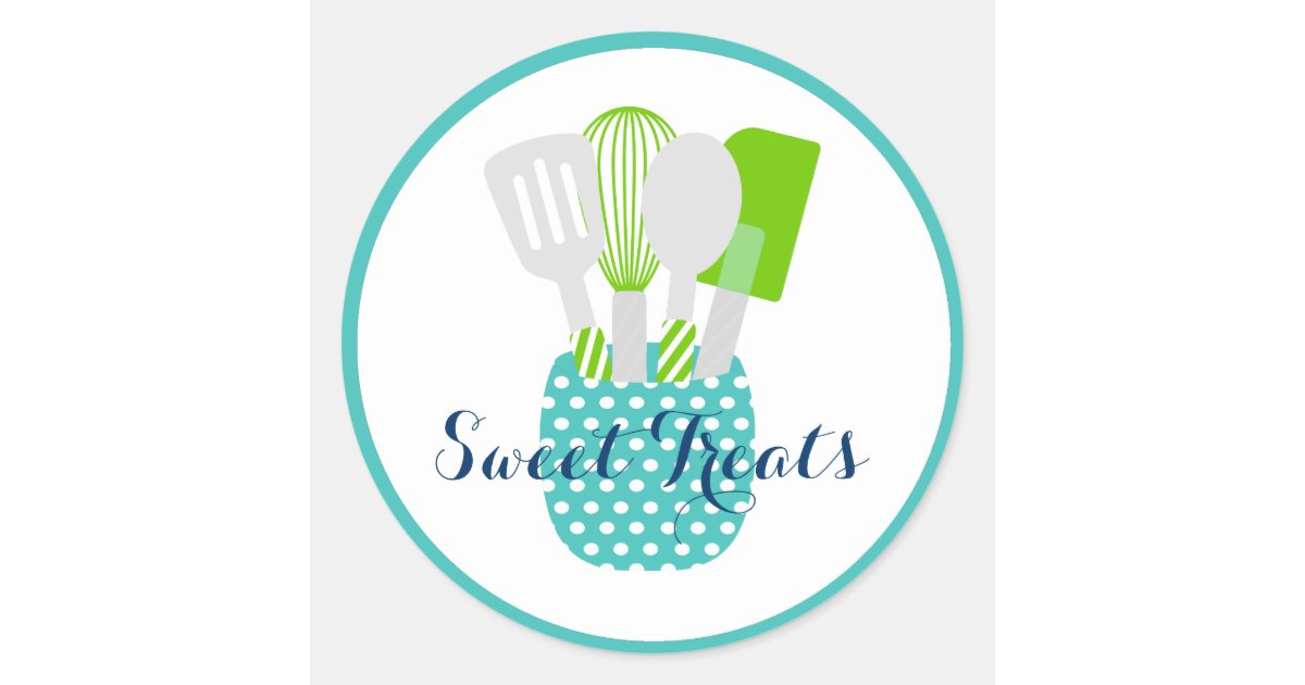 Kitchen Utensil Baked Goods Logo Classic Round Sticker | Zazzle
