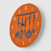 Kitchen Utensils Orange Kitchen Clock | Zazzle