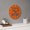 Kitchen Utensils Orange Kitchen Clock | Zazzle