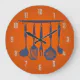 Kitchen Utensils Orange Kitchen Clock | Zazzle