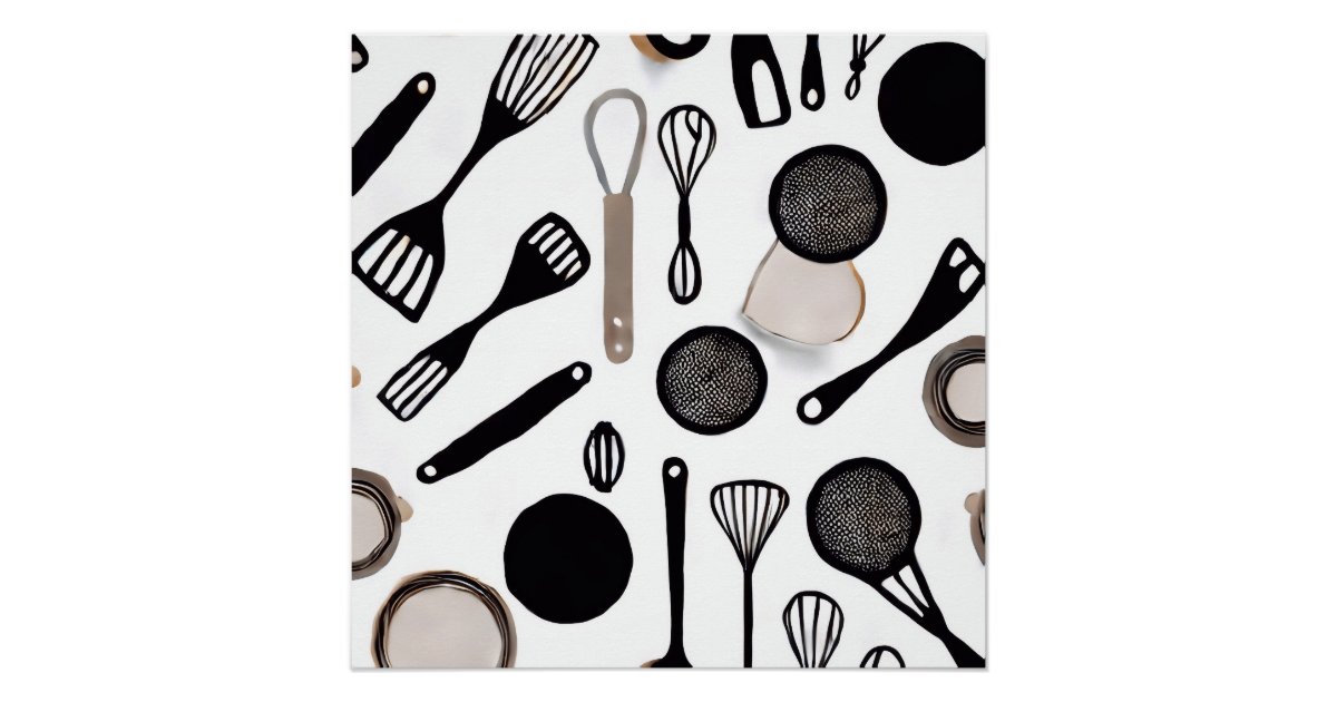 Kitchen Utensils Theme wrapping paper Poster | Zazzle
