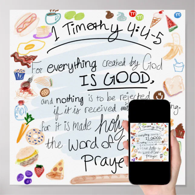 Kitchen Verse - 1 Timothy 4:4-5 Poster | Zazzle