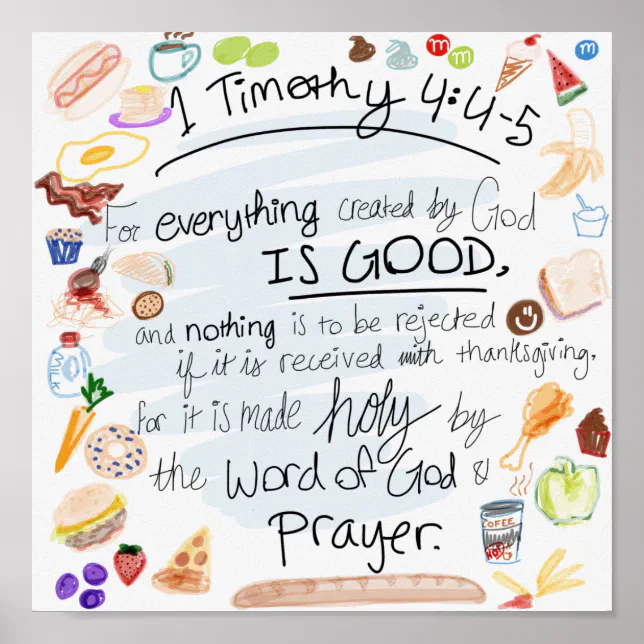 Kitchen Verse - 1 Timothy 4:4-5 Poster | Zazzle