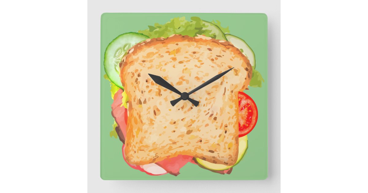 Kitchen Wall Clock Sandwich Design | Zazzle
