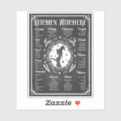 Kitchen Witchery Magic Knowledge Chart Sticker | Zazzle