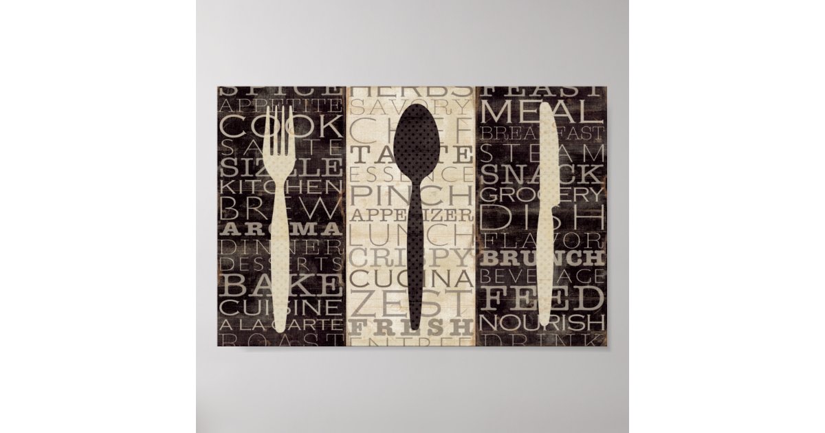 Kitchen Words Trio Poster | Zazzle