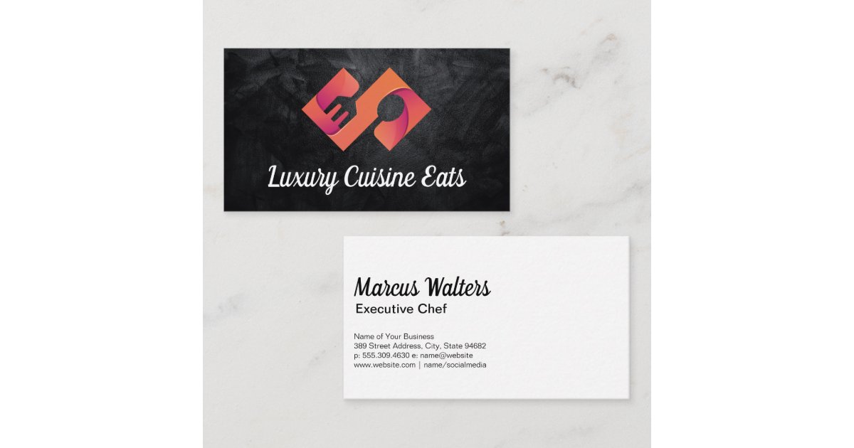 Kitchenware Logo | Black Texture Business Card | Zazzle