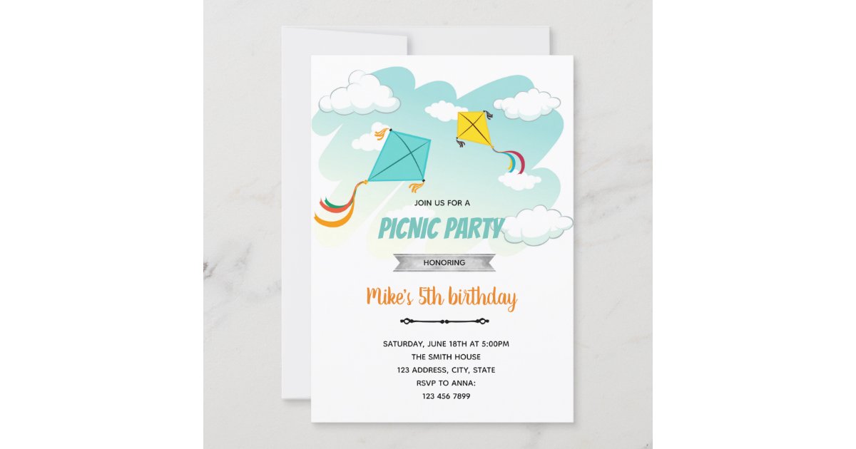 Kite birthday party Invitation | Zazzle