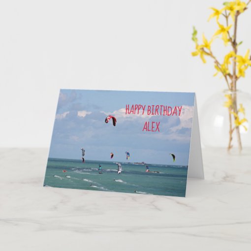 Kite Boarding Race Happy Birthday personalized Card | Zazzle