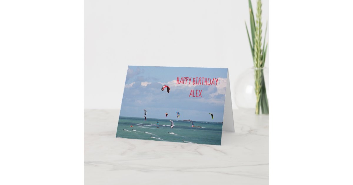 Kite Boarding Race Happy Birthday personalized Card | Zazzle