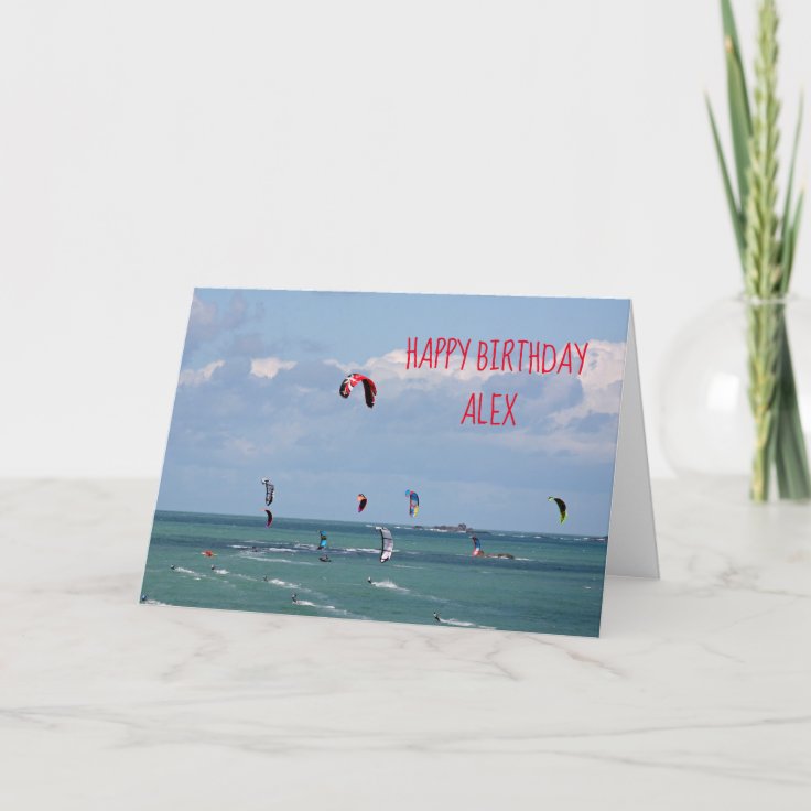 Kite Boarding Race Happy Birthday personalized Card | Zazzle
