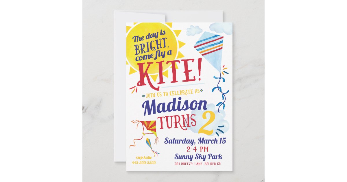 Kite Flying Birthday Invitation | Zazzle