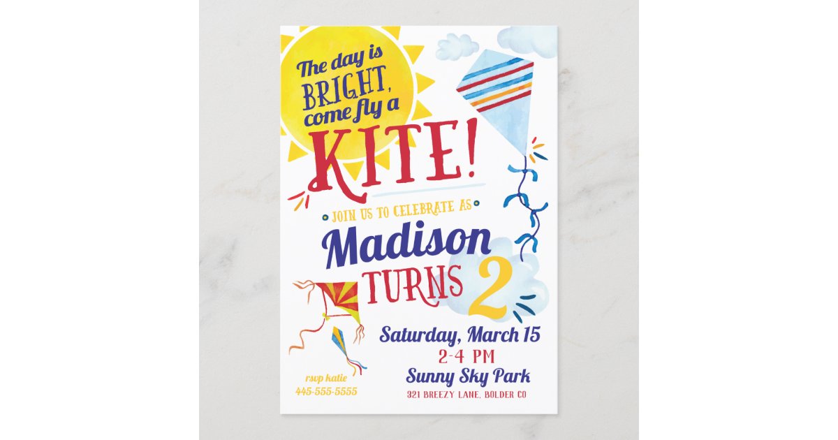 Kite Flying Birthday Invitation | Zazzle.com