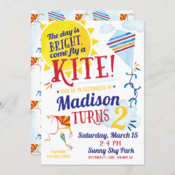 Kite Flying Birthday Invitation | Zazzle