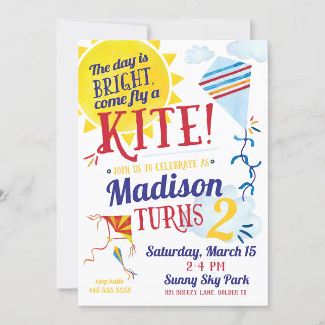 Kite Flying Birthday Invitation | Zazzle
