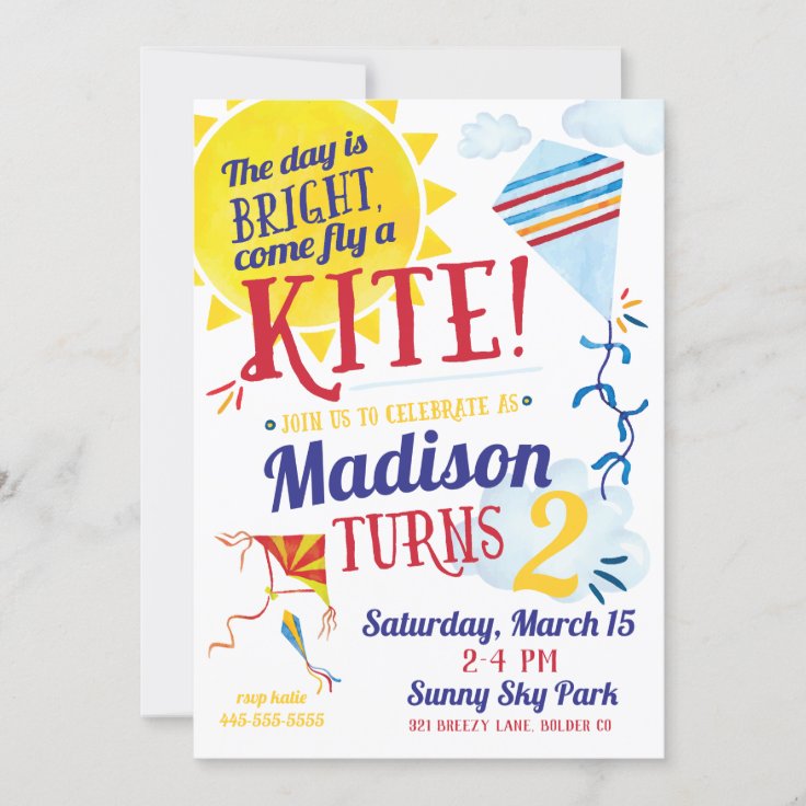 Kite Flying Birthday Invitation | Zazzle