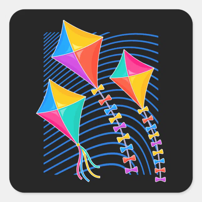 Kite Flying hang glider Kids Gift Square Sticker | Zazzle