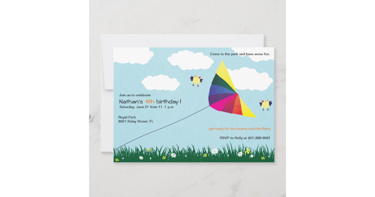 Kite Flying -Kids birthday invitations | Zazzle