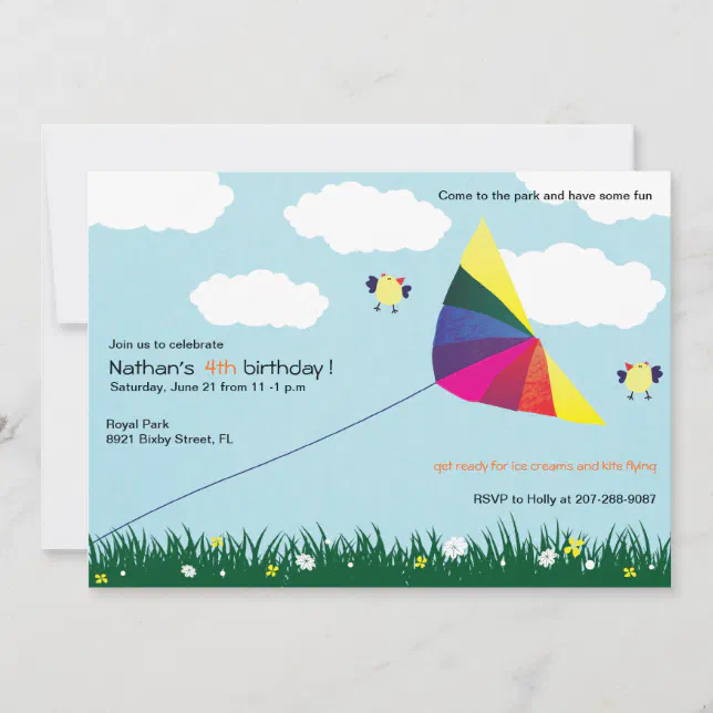 Kite Flying -Kids birthday invitations | Zazzle