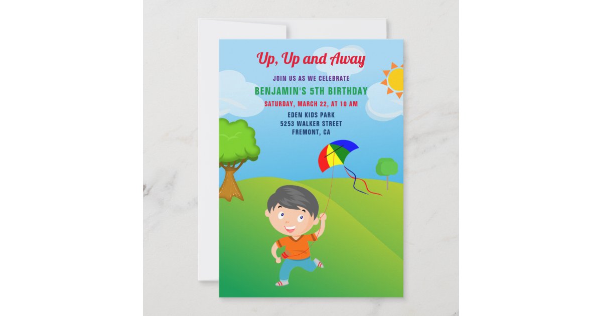 Kite Flying Kids Birthday Party Invitation | Zazzle