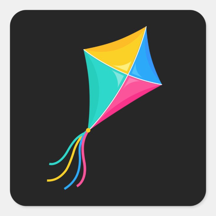 Kite Flying Stunt Kite Gift Square Sticker | Zazzle