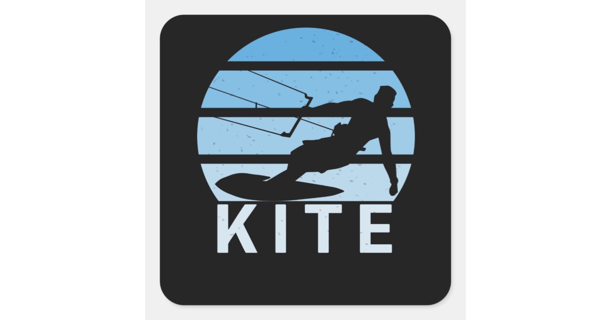 Kite Kiteboarding Surfer Windsurfing Vintage Square Sticker | Zazzle