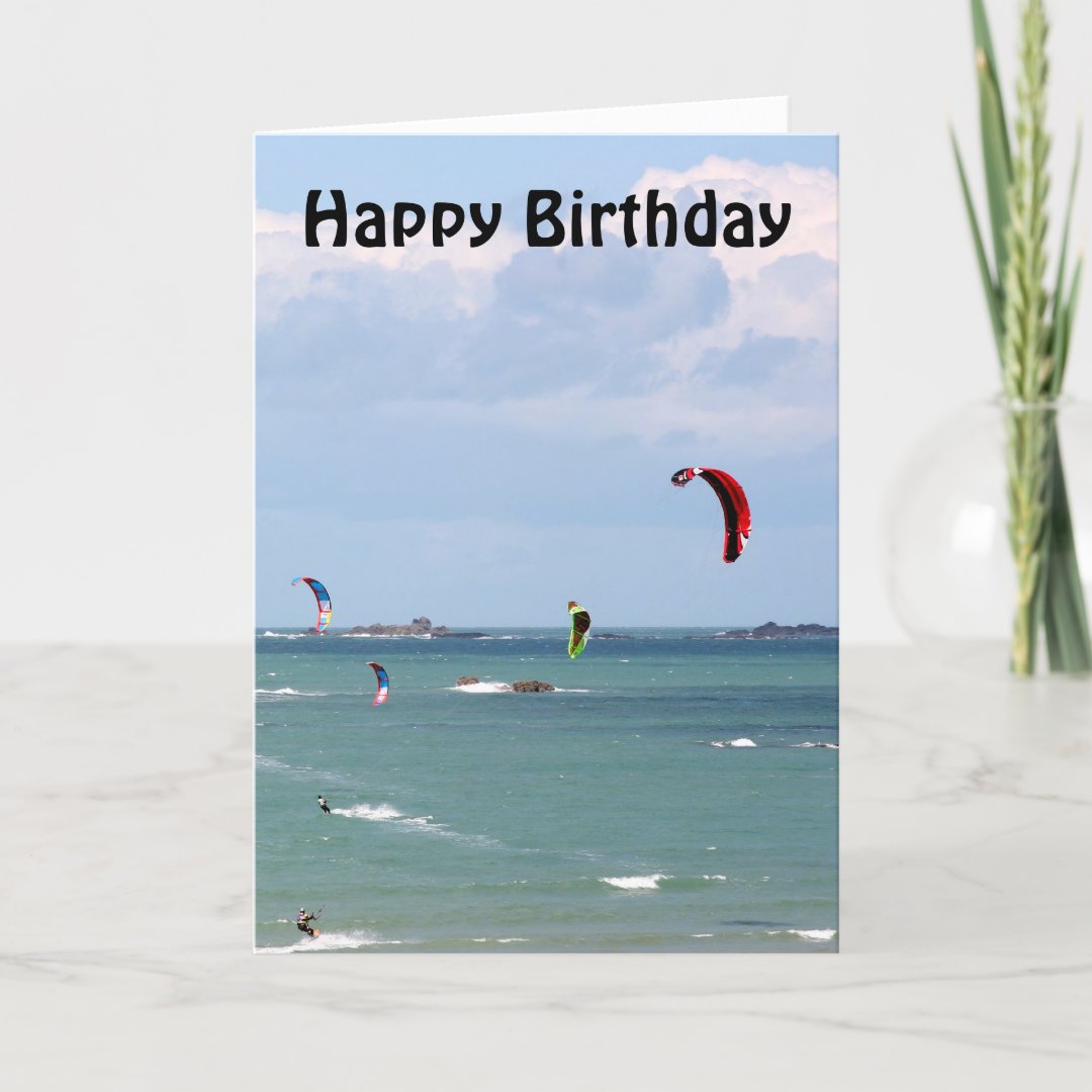 Kite Surfing Race Happy Birthday Card | Zazzle
