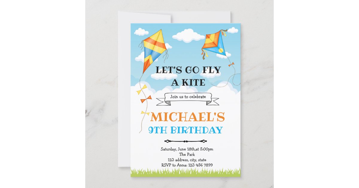 Kites birthday party invitation | Zazzle