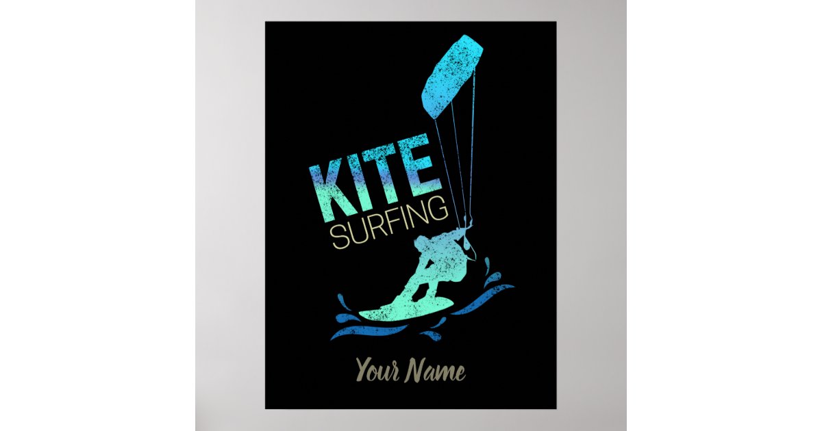 Kitesurfing Vintage Kiteboarder Kite Surfing Poster | Zazzle