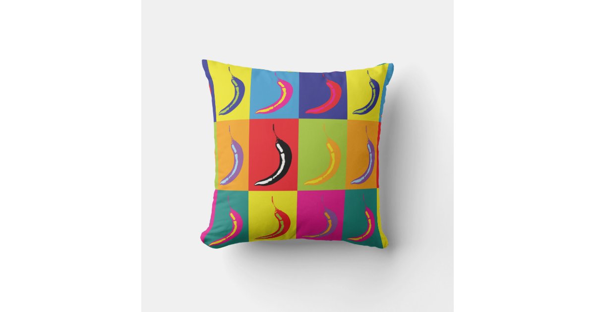 Kitsch Retro Chilli Pepper Pop Art Fruit Pattern Throw Pillow | Zazzle