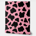 Kitschy Black Pink Cow Print Wallpaper | Zazzle
