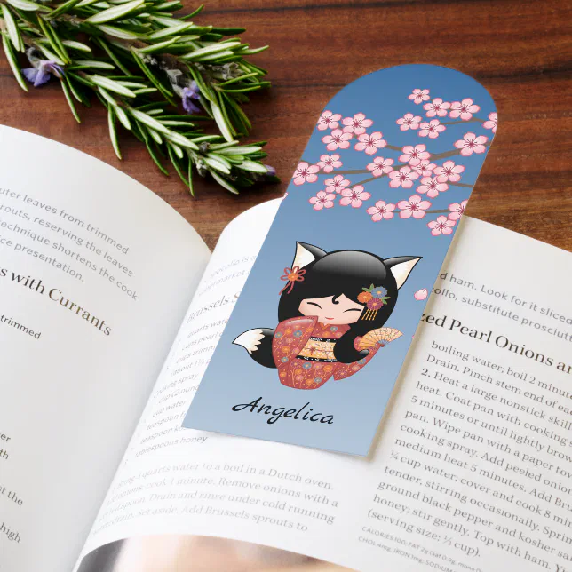 Kitsune Kokeshi Doll Black Fox Geisha Girl Bookmarks | Zazzle