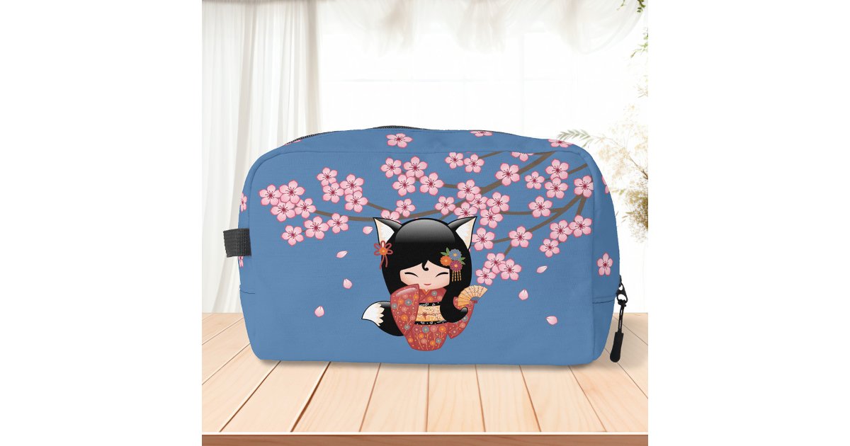 Kitsune Kokeshi Doll - Black Fox Geisha Girl Dopp Kit | Zazzle