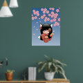 Kitsune Kokeshi Doll - Black Fox Geisha Girl Poster | Zazzle