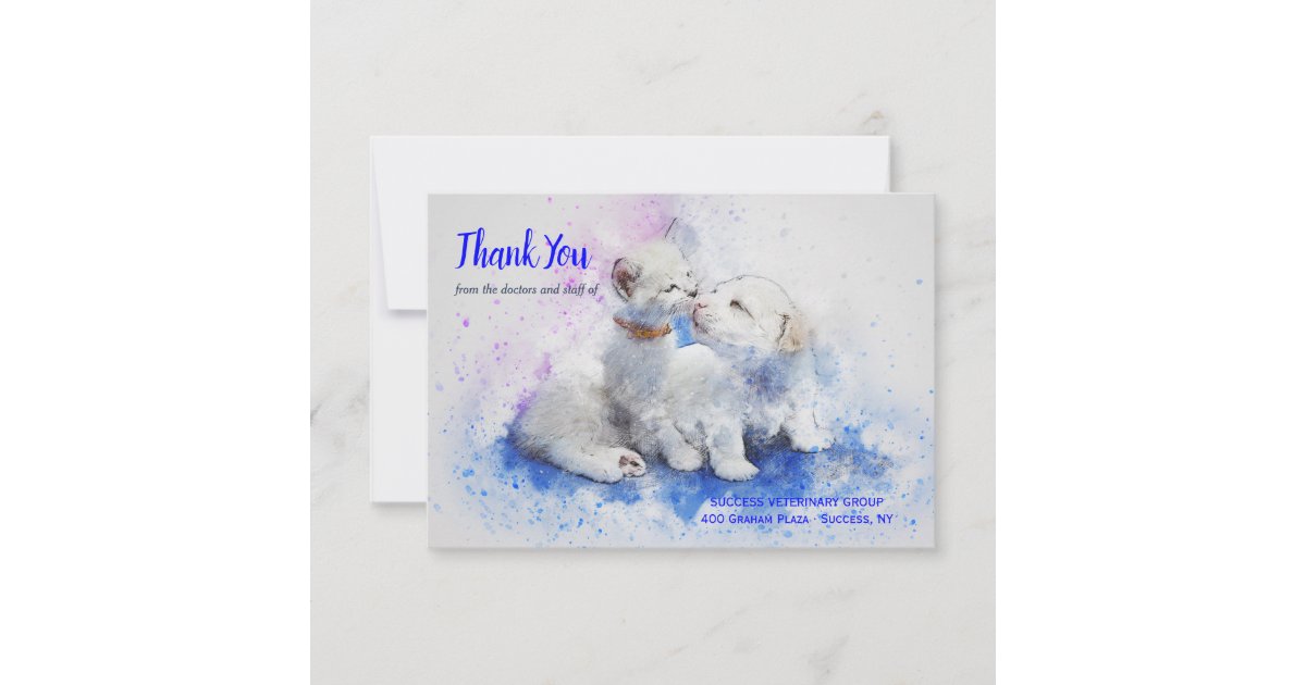 Kitten and Puppy Veterinary Thank You Cards | Zazzle