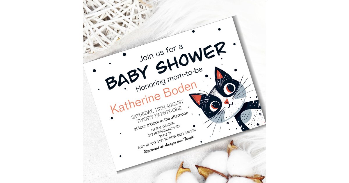 Kitten Baby Shower Invitation Cute Cat Baby Shower | Zazzle