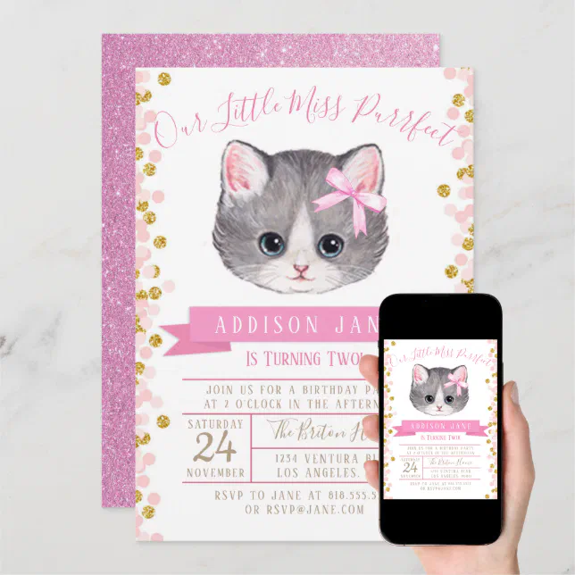 Kitten Birthday Invitation | Zazzle