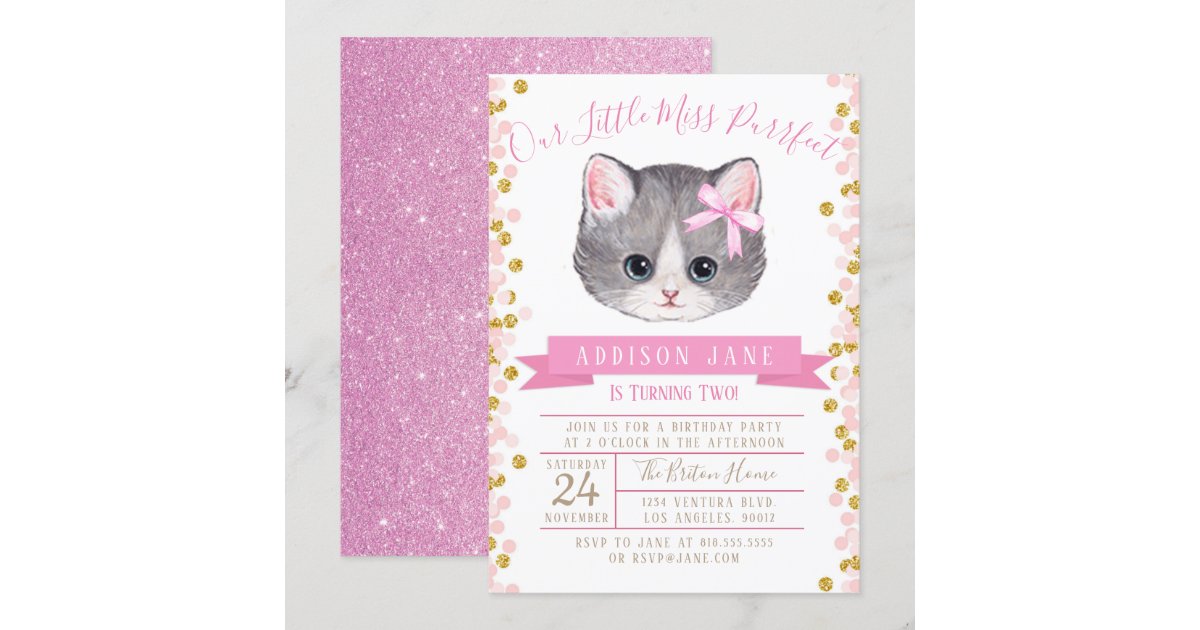 Kitten Birthday Invitation | Zazzle