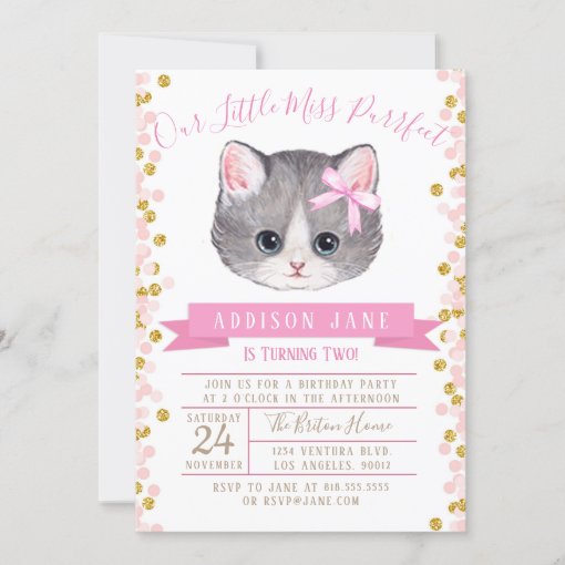 Kitten Birthday Invitation | Zazzle