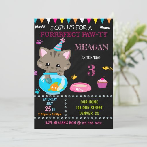 Kitten birthday invitation Kitty invitation | Zazzle