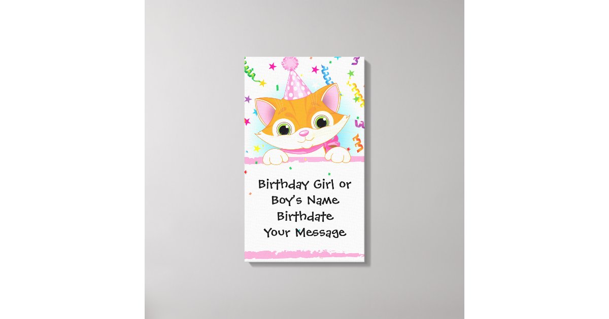 Kitten Birthday Memento Canvas Print | Zazzle