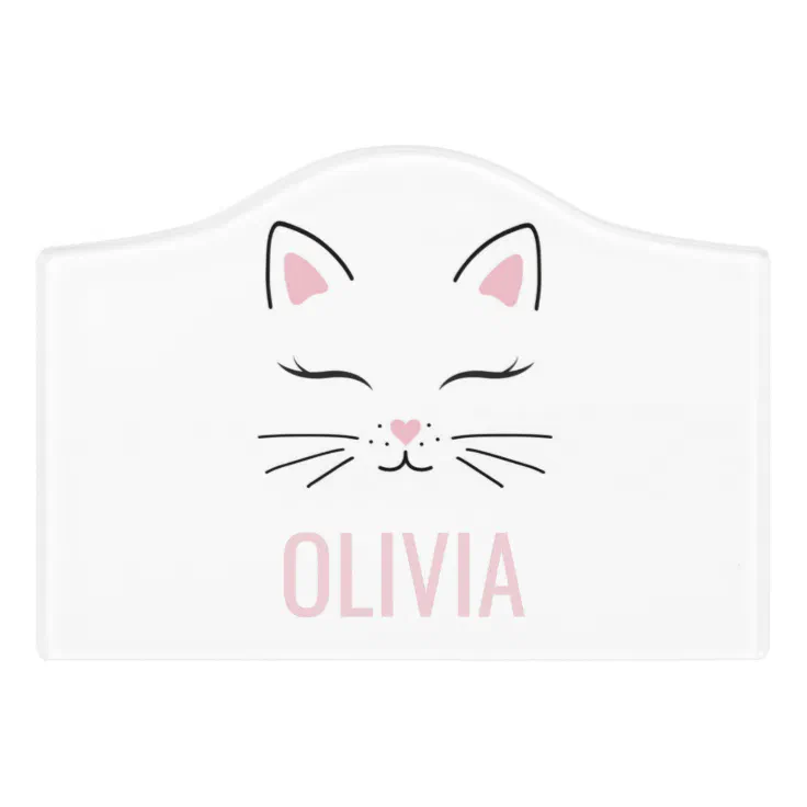 Kitten Girls Room personalized Sign kitty face | Zazzle