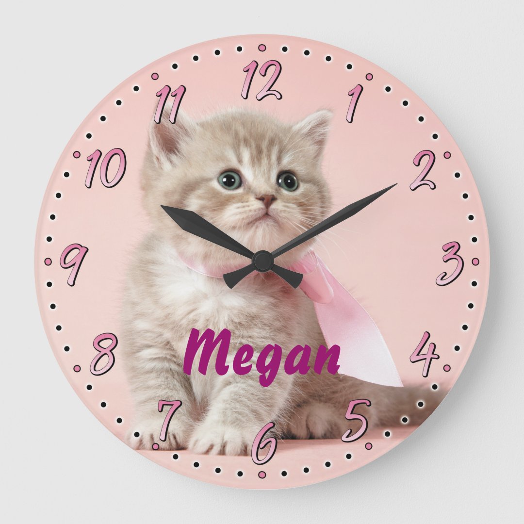 Kitten Personalizable Decorative Wall Clock | Zazzle