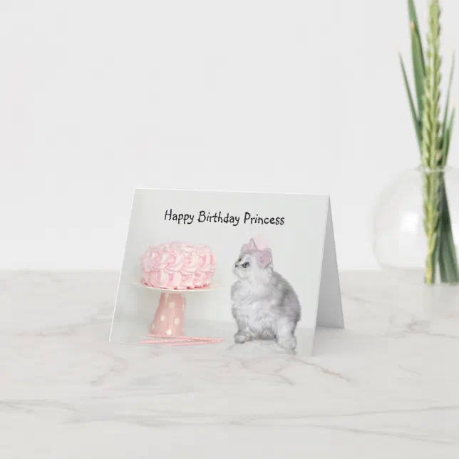 Kitten Princess birthday Card | Zazzle