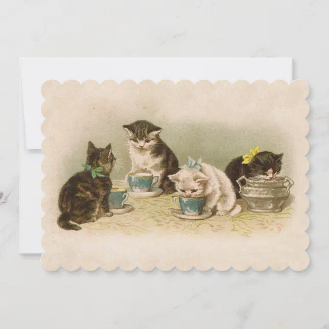 Kittens at Tea Party Invitation | Zazzle