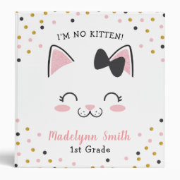 Kitty Cat Binder, Personalized 3 Ring Binder | Zazzle