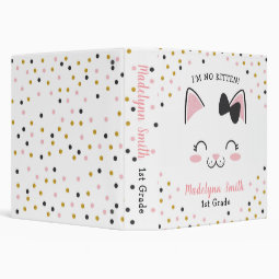 Kitty Cat Binder, Personalized 3 Ring Binder | Zazzle