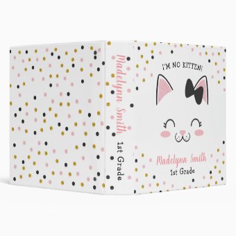 Kitty Cat Binder, Personalized 3 Ring Binder | Zazzle