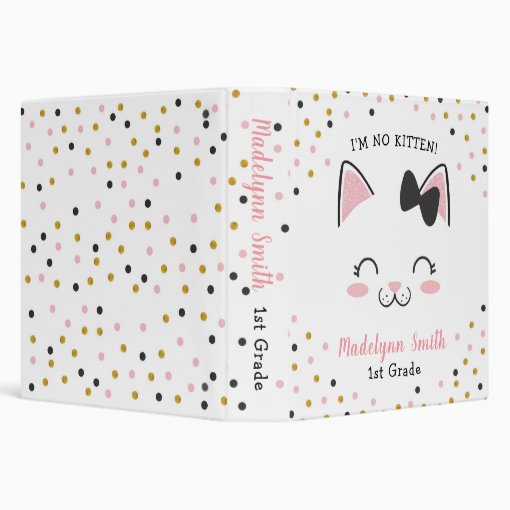 Kitty Cat Binder, Personalized 3 Ring Binder | Zazzle
