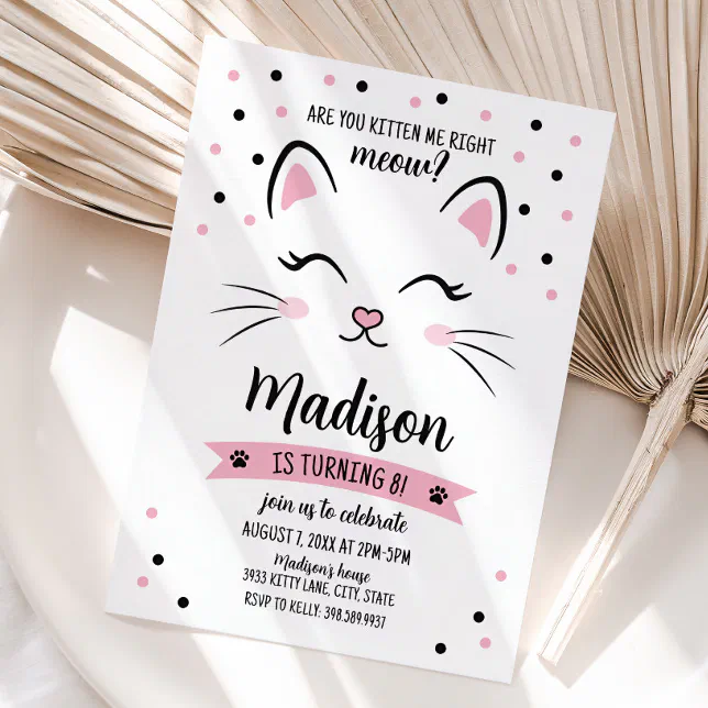 Kitty Cat Birthday Invitation | Zazzle